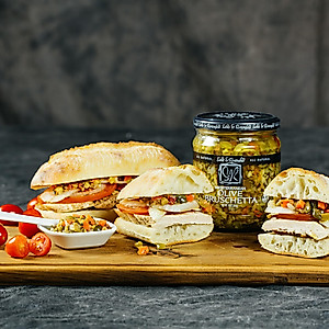 Mediterranean Olive Bruschetta - Gluten-Free Green Olive Sandwich Spread with Olive Oil for Muffuletta, Sandwiches, Dips, Crackers, Salads, & Appetizers, Kosher - Sable & Rosenfeld - 16 Oz (Pack 1)