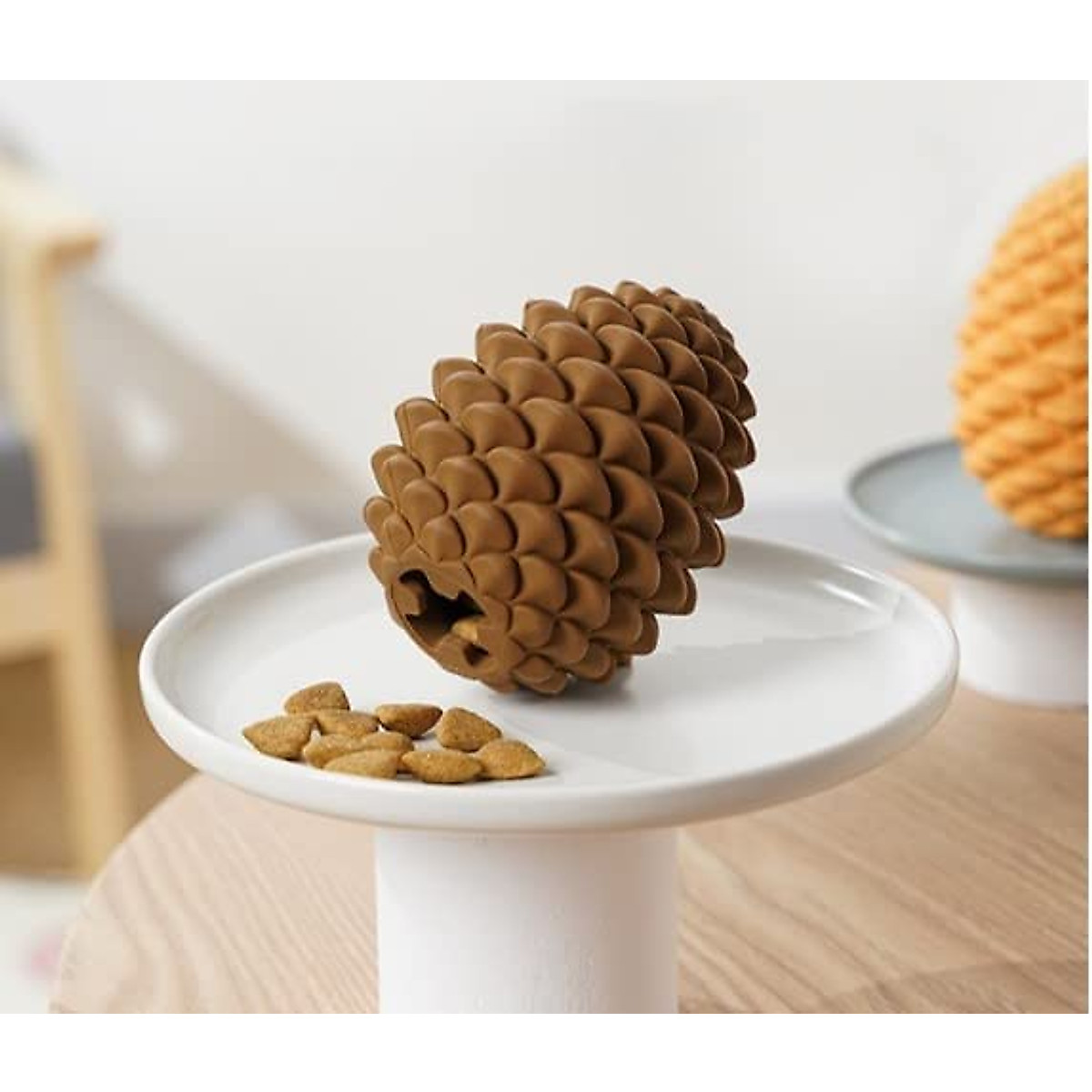 Mewajump Heavy Duty Pinecone Durable Natural Rubber Dental Teeth Cleaning Dog Feeder Chew Toy for Large and Medium Dogs- Insert Food or Treats Inside!