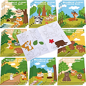 Faccito 24 Pcs Mini Coloring Books,Coloring Books for Kids Bulk Diy Art Drawing Party Favor Set Mini Coloring Activity Books for Farmhouse Animals Toddlers 1-3 Party Favors(Woodland Animal)
