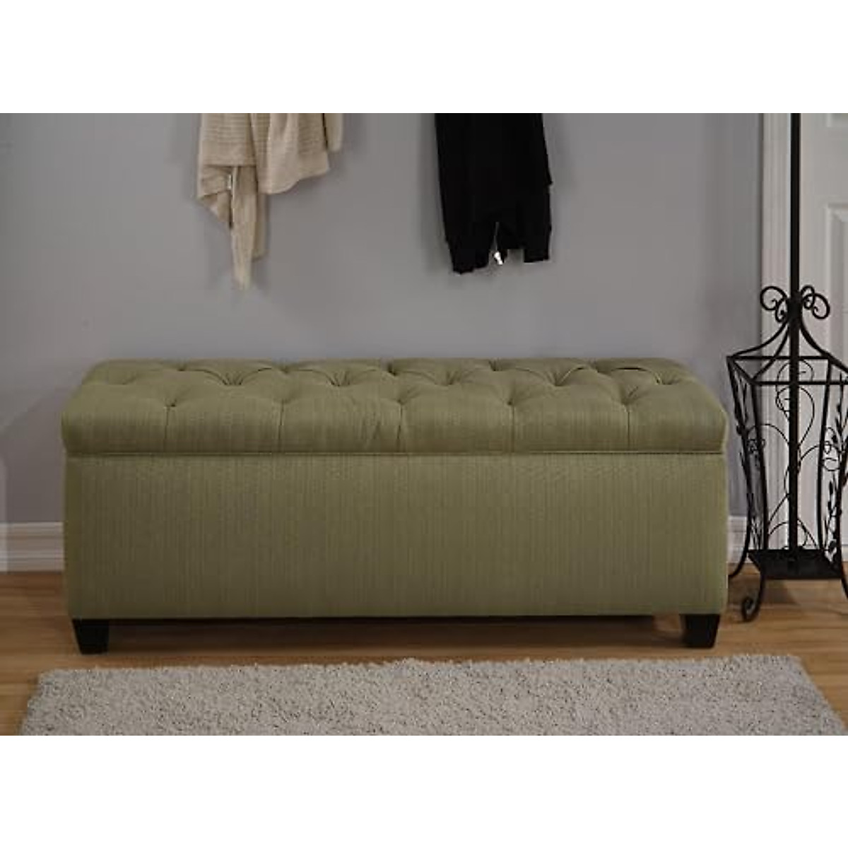 The Sole Secret Diamond Tufted Shoe Ottoman Storage Bench for Bedroom or Entryway, Adjustable Wooden Inserts, Stores up to 36 Pairs, Easy-Open Hinged Lid, Large, Candice Ivy