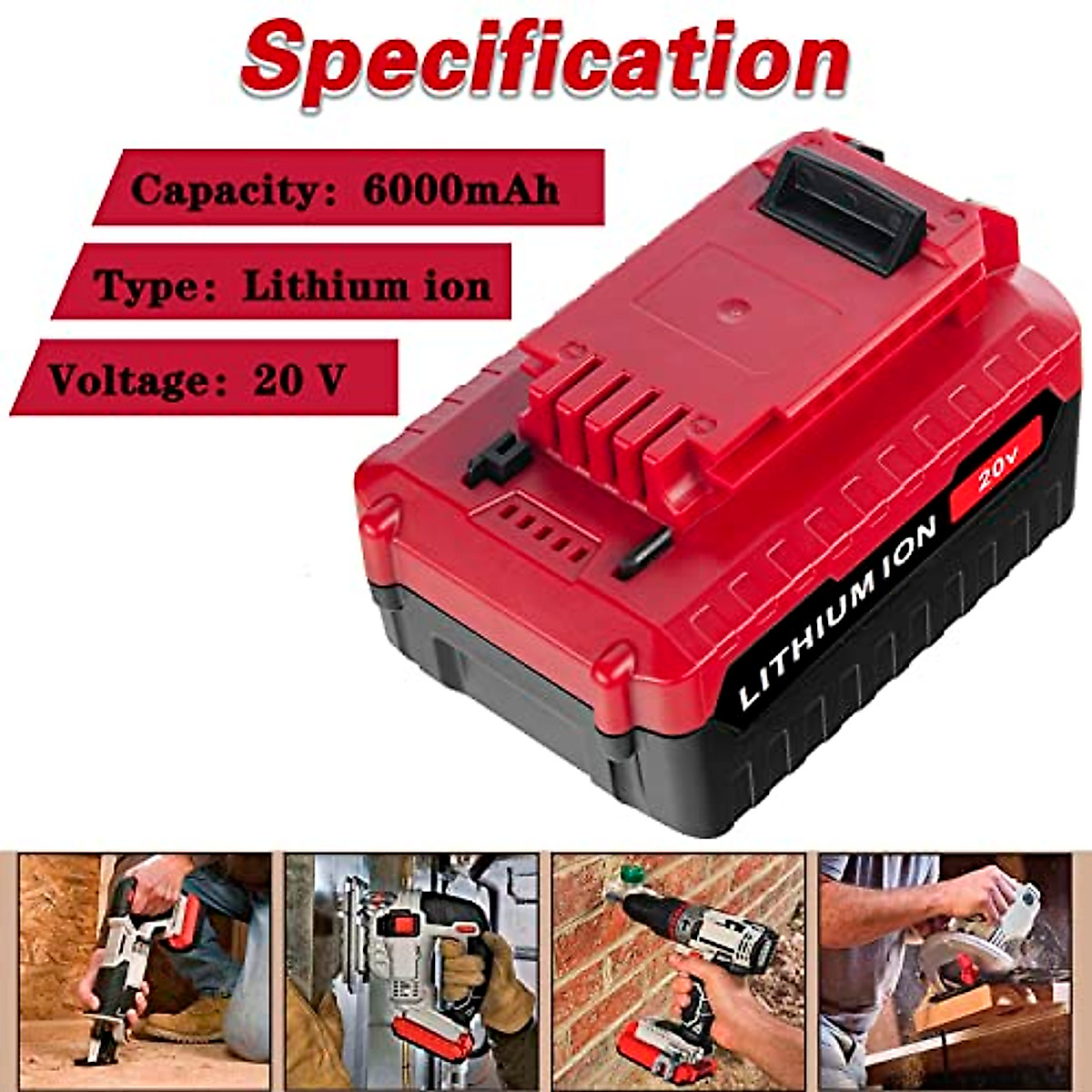 2Pack PCC685L 6.0Ah 20V Battery Replacement for Porter Cable 20V MAX Lithium-Ion Battery PCC682L PCC685LP PCC680L PCC681L Cordless Tools Battery