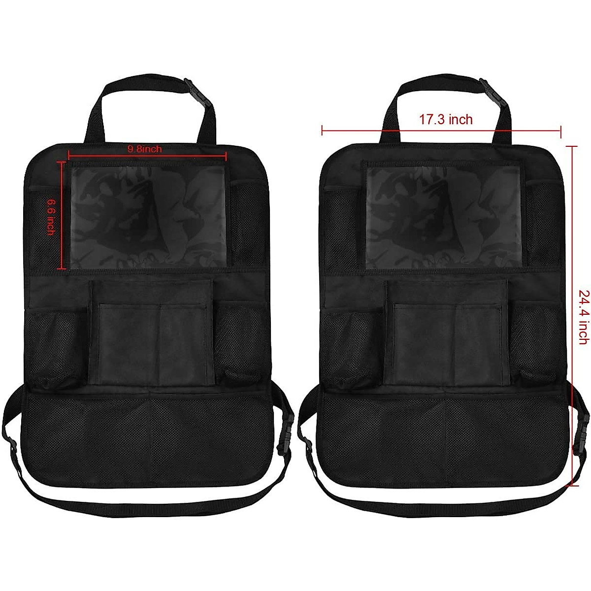 Reserwa Back Seat Car Organiser Step Mat Back Seat Storage Bag with Clear Display Tablet Holder and 9 Storage Pockets, Backrest Protector with USB/Headphone Slots