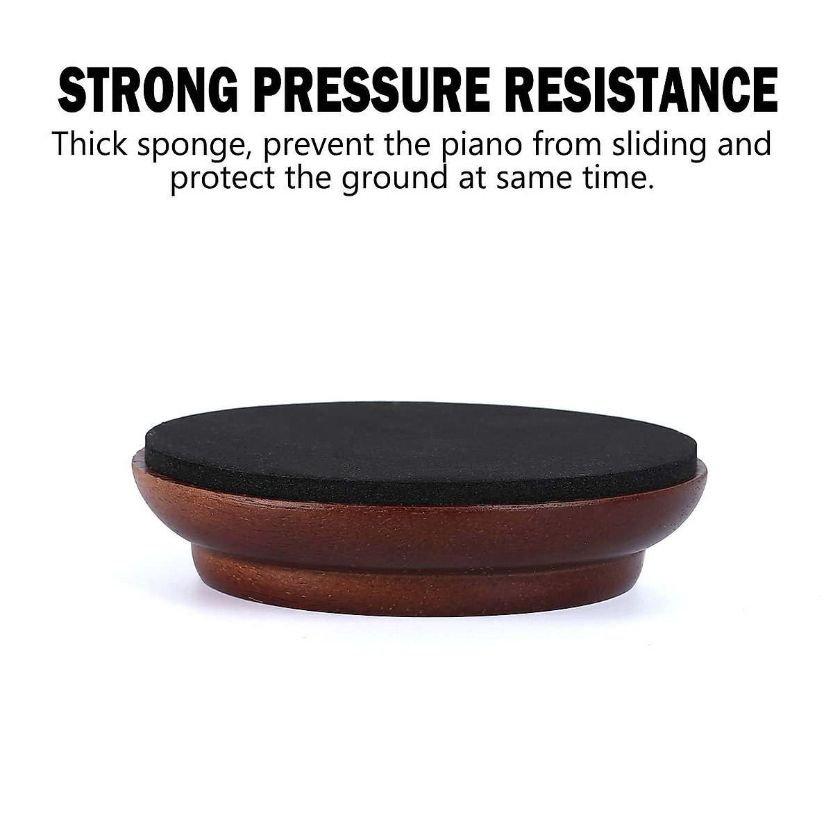 FameFame 3 Pack Hardwood Piano Caster Cups Floor Protector Solid Caster for Grand Piano, Non-Slip & Anti-Noise Foot Pad, (Brown) 1