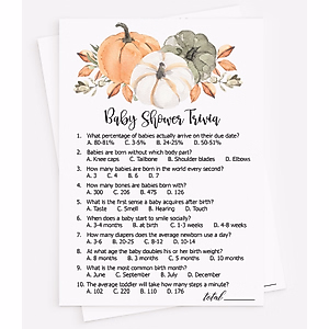 All Ewired Up 50 Baby Shower Trivia (50-Cards) Fun Baby Shower Game Activity, Gender Neutral Boy or Girl, Pumpkin, Autumn
