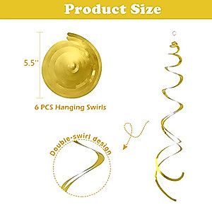 Concico Birthday decorations - Gold Happy Birthday Photo banner and Hanging Swirls of Birthday party decor(Gold)