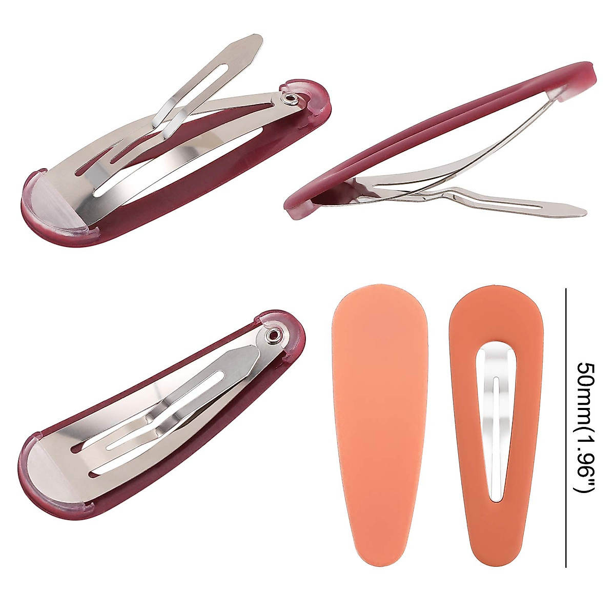 Boobeen 20 Pack Hair Clips - Acrylic Metal Snap Hair Clips for Women -Matte Hair Barrettes for Girls - Hairpins Fashion Accessories for Kids Teens Girls