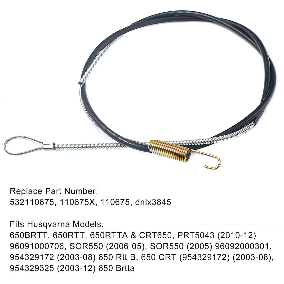 GEARLINTON 532110675 Tiller Clutch Cable 110675 110675X DNLX3845 for Husqvarna Craftsman 17" Rear Tine Tiller 650BRTT 650RTT 650RTTA CRT650 Tillers