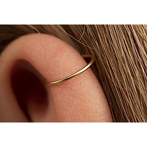 14K Gold Filled Small Hoop Earrings for Cartilage Nose, Tiny Thin 7mm Piercing Hoop Ring 22 Gauge (Gold, 7mm 22 gauge / 1 pair)
