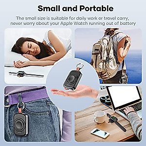 CKFN Portable Wireless Charger for Apple Watch, 1800mAh Power Bank Smart Keychain Gift with 4 LED Indicators, Magnetic iWatch Charger for Apple Watch Series 8,7,6,5,4,3,2,1,SE/Nike+/Hermes (Black)