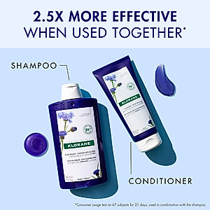 Klorane Plant-Based Purple Conditioner with Centaury, Brightens Blonde, Platinum, Silver, Gray or White Hair, Neutralizes Unwanted Yellow and Copper Tones, Paraben, Silicone and Sulfate Free, 6.7 fl.oz.