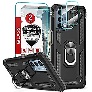 LeYi Oneplus Nord N200 5G Case - Military-Grade with Kickstand, 2-Pack Screen & Camera Protectors, Black