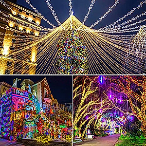 MX232 72ft Christmas 200 Count LED String Lights with Timer 8 Modes Plug in IP55 Waterproof Fairy Light Warm White&Color Changing Twinkle Lights for Outdoor Indoor Patio Yard Garden Tree Party