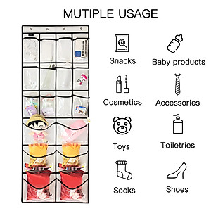TidyMaster Extra Large Hanging Crystal Clear Over Door Shoe Organizers, Closet Shoe Organizer Shoe Rack Organizer Shoe Storage, 12+6Pockets, 4Hooks, white (59"x 21.6")