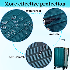 ZOUNI Clear PVC Luggage Cover Protectors, 30 Inch Waterproof Transparent Travel Luggage Protector Suitcase Cover Protectors for Wheeled Suitcase (30"（20.8" L x 13" W x 29.5" H）)