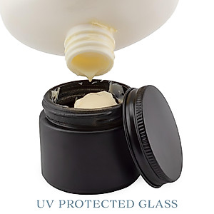 Cornucopia 2-Ounce Black Coated Glass Jars (12-Pack); Cosmetic Jars with Black Metal Lids and Black Matte Exterior