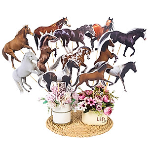 24Pcs Horse Table Centerpieces Sticks Horse Table Toppers Horse Racing Party Decoration for Horse Themed Birthday Party Baby Shower Supplies