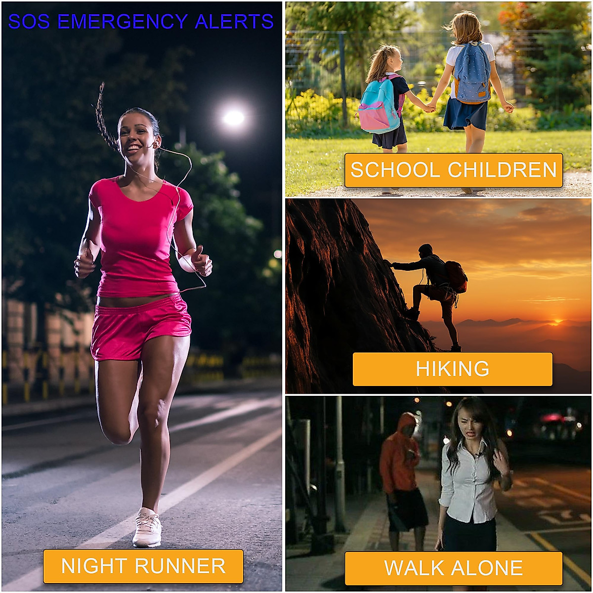 130dB Personal Safety Alarm Strobe Light. Loud Sound Keychain Siren with Carabiner for Women, School Children, Night Runners, Hiking. Bear Alarm Deterrent. SOS Emergency Self Defense Alerts. Gold