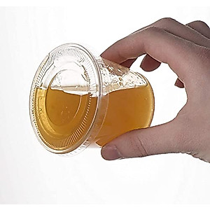 Comfy Package [Case of 10/100 Count] 5.5 oz. Plastic Disposable Portion Cups with Lids Soufflé Cups