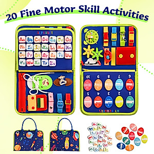 TenFans Busy Board Montessori Toys for 1 2 3 4 Year Old, Toddler Toys, Sensory Toys Preschool Learning Toys Gifts for Toddlers, Autism Toys, Educational Travel Toy for Fine Motor Skills