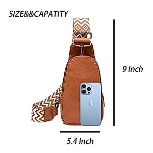 Mzjeaziany Sling Bag for Women Chest Bag Small Crossbody Bag PU Leather Satchel Daypack Shoulder Backpack for Traveling Hiking