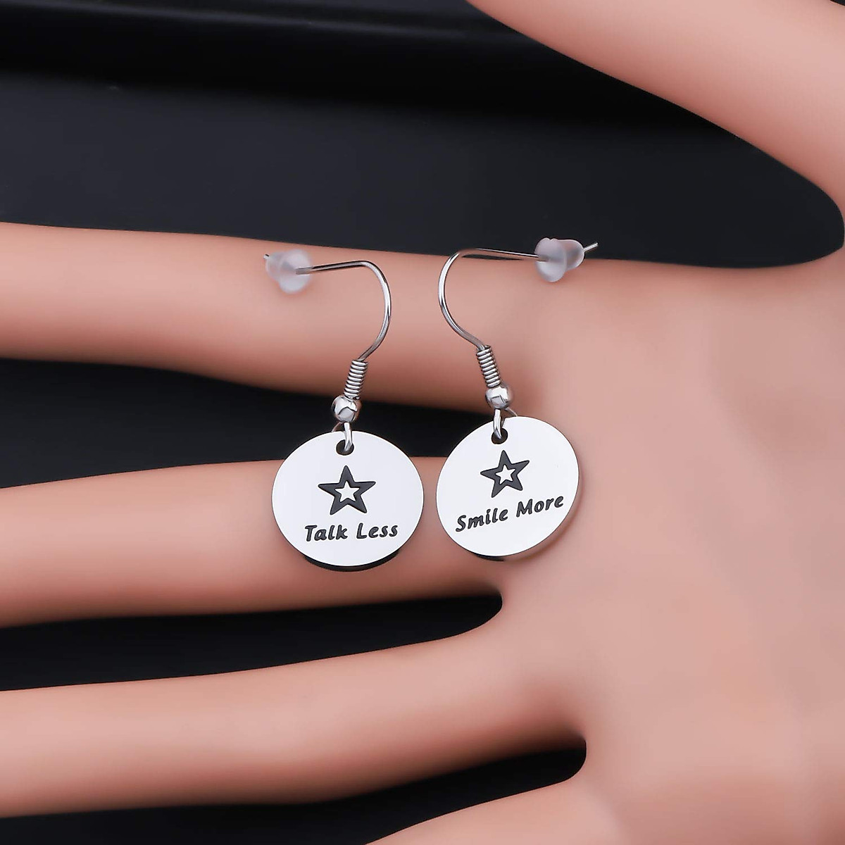 ENSIANTH Hamilton Broadway Musical Inspired Gift Talk Less Smile More Earring Theater Jewelry Gift for Her (Talk Less Earrings)