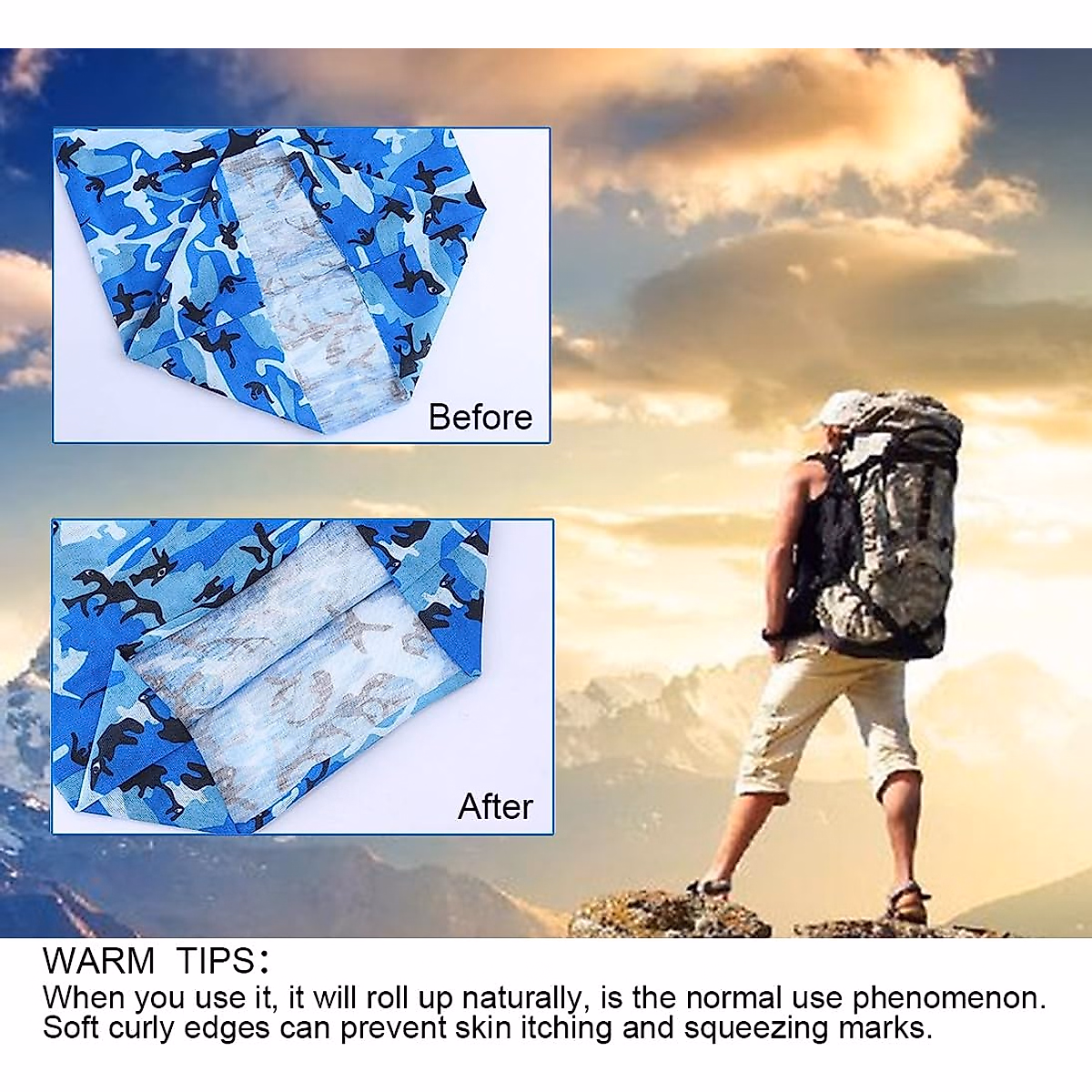 HCMY 12PCS Neck Gaiter Balaclava Multifunctional Magic Scarf Sports Tube UV Face Mask for Men Shield Headband Headwear for Women