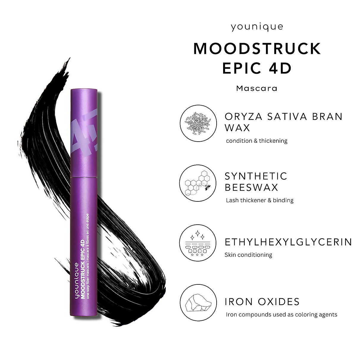 Younique MOODSTRUCK EPIC 4D Fiber Lash Mascara | 7 ml | Long Lasting Mascara Black Volume and Length, Lengthening, Thickening, Fuller Lashes Amplify Smudge-Proof Eyelash Mascara, Makeup