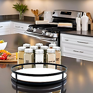 12" Wood Lazy Susan,Wooden Lazy Susan Organizer Display Stand,Turntable 360 Degrees Rotating Table Decor ,Round Lazy Susan for Countertop Cabinet or Dining Table,Farmhouse Table Decor.(White)