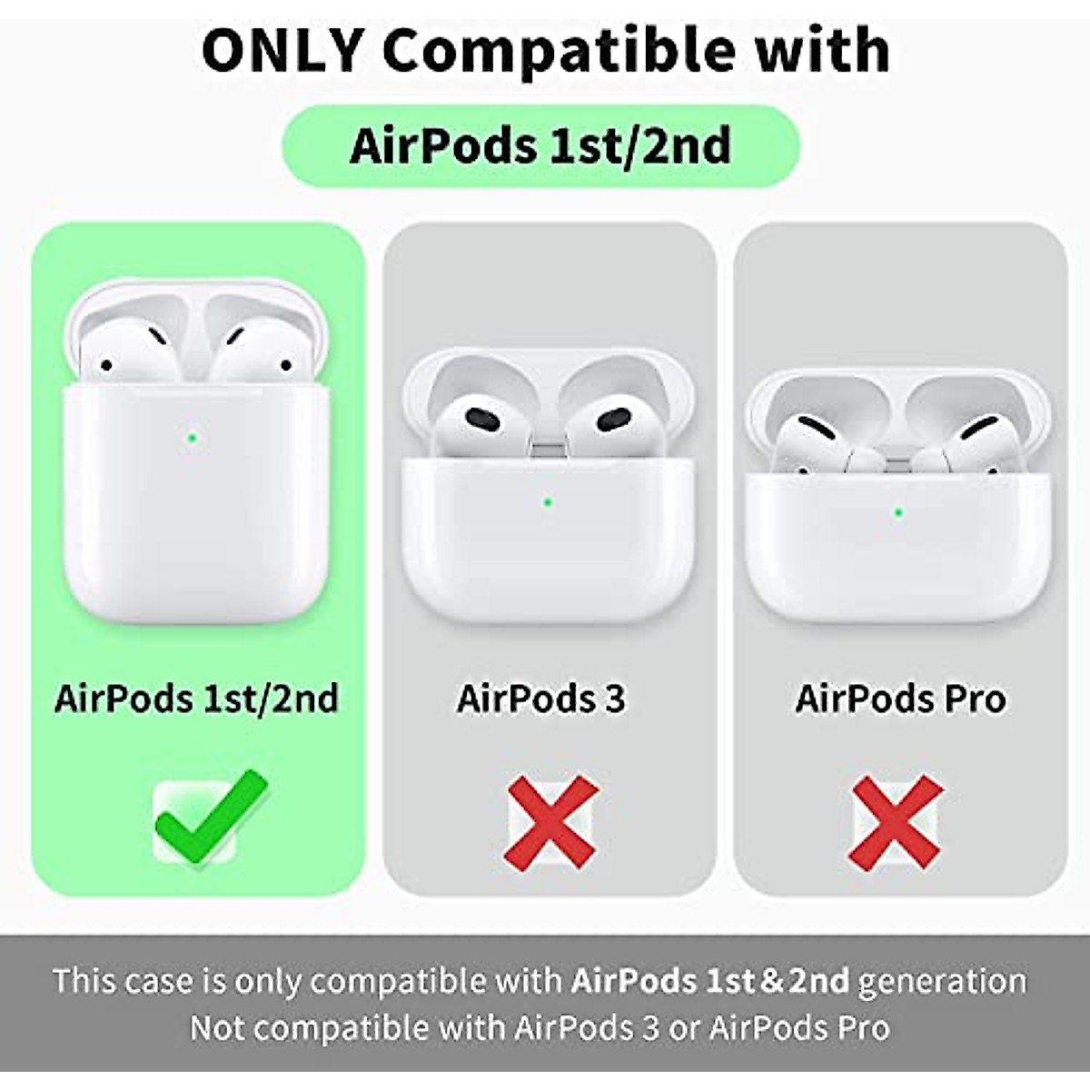 Custom Name AirPods Case for Apple AirPod 2 and 1 Personalized Soft TPU Airpods 2nd 1st Generation Case Cover with Keychain
