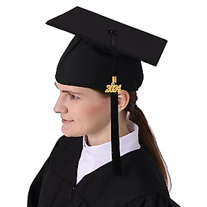 GraduatePro Matte Graduation Cap with 2024 Tassel for Adults High School and Bachelor Master Black