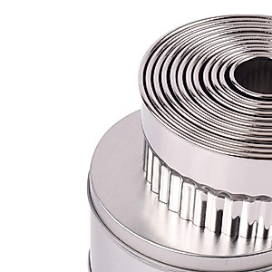Stainless Steel Fluted Edge Round Cookie Biscuit Cutter Set 12 Pieces Graduated Ring Sizes