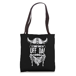 Uff Da Norwegian Quote Scandinavian Viking Helmet Beard Man Tote Bag