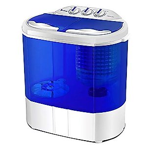 WSDJ, Portable Mini Washing Machine, 10.4lbs Capacity, Washer(6.6lbs)&Spiner(3.8lbs), Semi-automatic Blue Cover, GT36347395-10106-1953006301