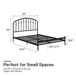 DHP Narla Metal Platform Bed, Queen, Black