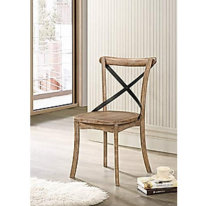 Acme Furniture Set of 2 Side Chairs with X-Shape Back, Rustic Oak