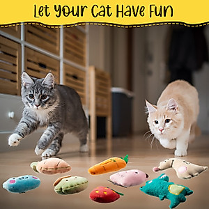 Jadive 50 Pcs Catnip Toys for Indoor Cat Plush Cats Toys Bulk Interactive Catnip Filled Kitten Toys Cat Chew Toy Pet Cats Supplies