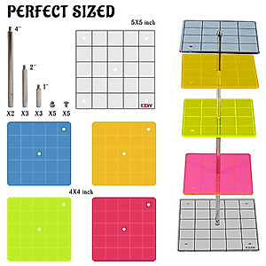 3D Combat Risers Set Colored Acrylic Connected by Metal Pillars Flying Miniature Flight Stand with 1 Inch SquareGrid Great Wargame Space for D&D and Other Tabletop RPG