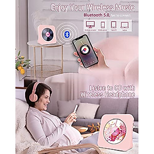 Greadio CD Player Portable with Bluetooth 5.0, HiFi Sound Speaker, CD Music Player with Remote Control, Dust Cover, FM Radio, LED Screen, Support AUX/USB, Headphone Jack for Home, Kids, Kpop, Gift