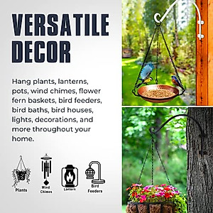 Monarch Abode Wall Mounted Plant Hooks, 14" Premium Metal Decorative Hanging Brackets for Indoor & Outdoor Use, Set of 2, Black