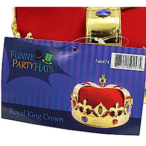 Funny Party Hats Royal Jeweled King's Crown - Costume Accessory
