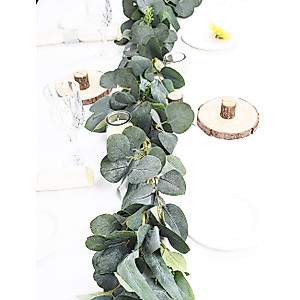 DearHouse 6.2 Feet Eucalyptus Garland Artificial Silk Eucalyptus Leaves Vines Handmade Garland Greenery Wedding Home Backdrop Arch Wall Decor