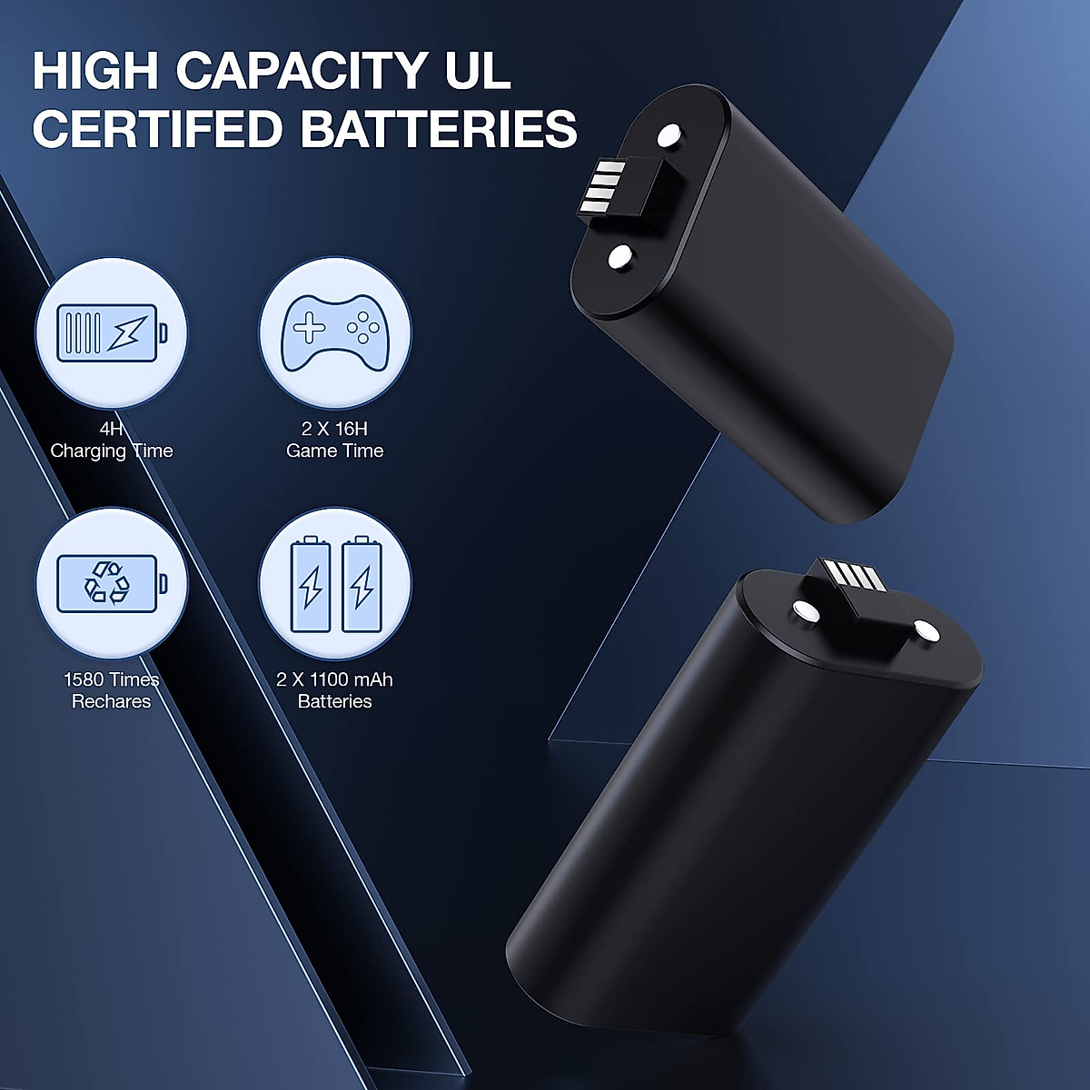 Vertical Charging Stand for Xbox Series X/S with Cooling Fan, Fast Charging Station with 2 X 1100 mAh Rechargeable Battery, Dual Controller Charger Station Accessories with 3 USB Ports&2 Headset Stand