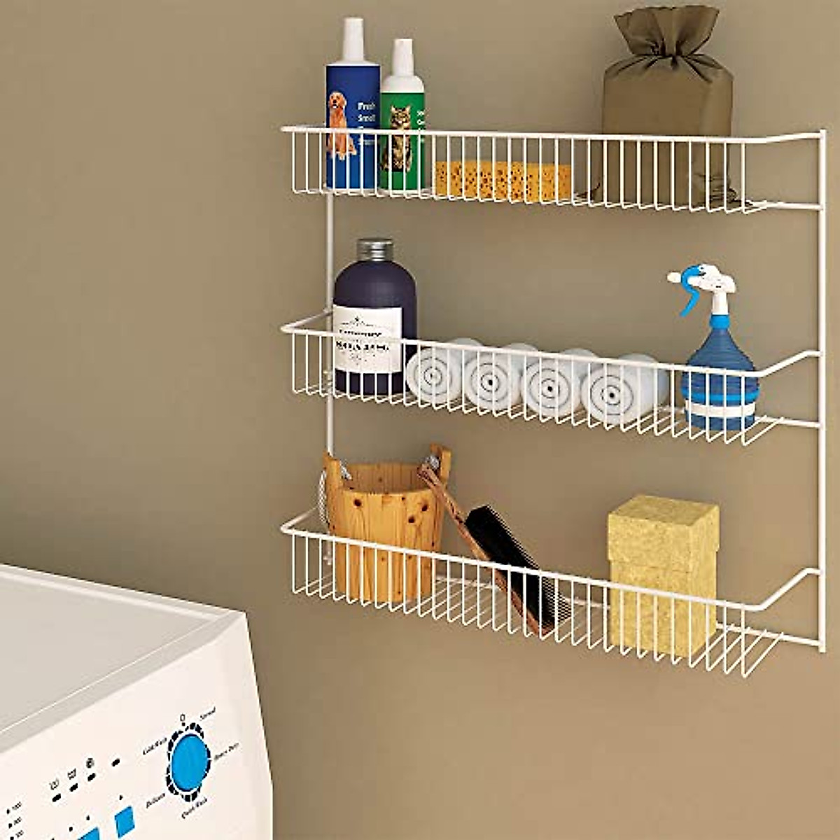 ClosetMaid 3-Tier Hanging Wall Mounted Metal Rack for Spices, Shelf Storage, Pantry Organization, Laundry, Kitchen, Bathroom, White, 8022 , 18-Inch Wide