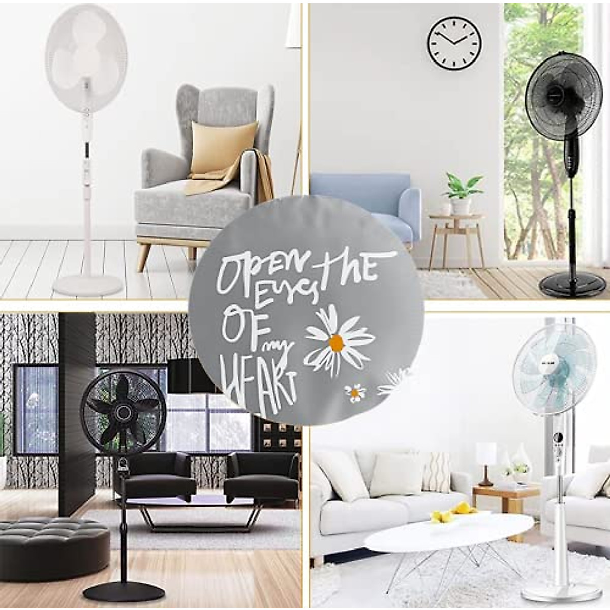 Alqpopg Fan Cover Dust Washable Floor Fans Cover Heavy Duty Standing Round Dustproof Covers Waterproof Protector for Indoor Outdoor Household Gray