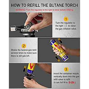 ravs Butane Torch Lighter with DUAL Flame Mode, Refillable Kitchen Torch Lighter Cooking Torch, Blow Torch with Safety Lock and Adjustable Flame, Soldering Torch for Welding, Resin Art, Industrial