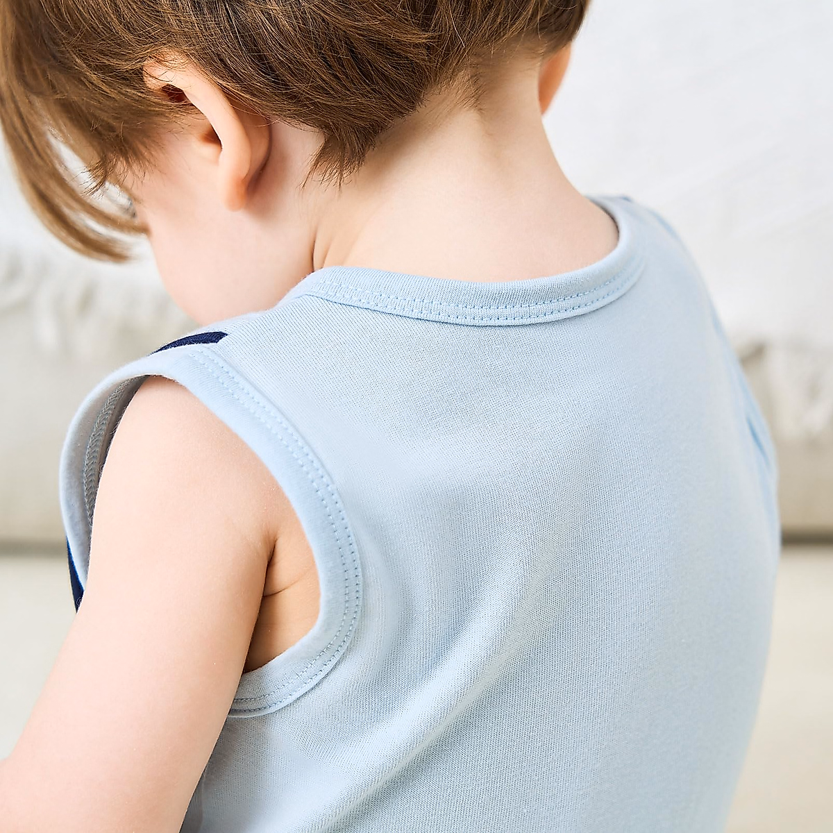 pureborn Baby Boy's Nautical Romper Sleeveless Summer Naval Style Cotton Sailor One Piece Outfit Blue Anchor 6-9 Months