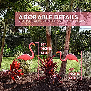 Galashield Pink Flamingo Yard Decorations Pack of 2 Flamingo Decor Ornaments for Outdoor Lawn and Garden