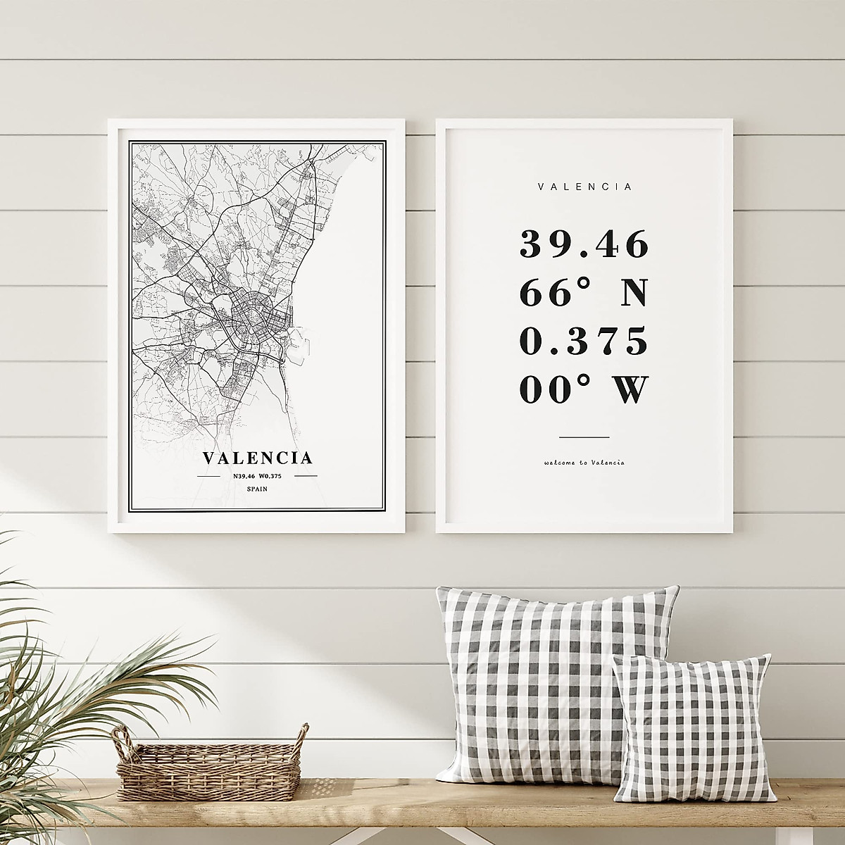 Dear Mapper Valencia Spain View Abstract Road Modern Map Art Minimalist Painting Black and White Canvas Line Art Print Poster Art Print Poster Home Decor (Set of 3 Unframed) (16x24inch)