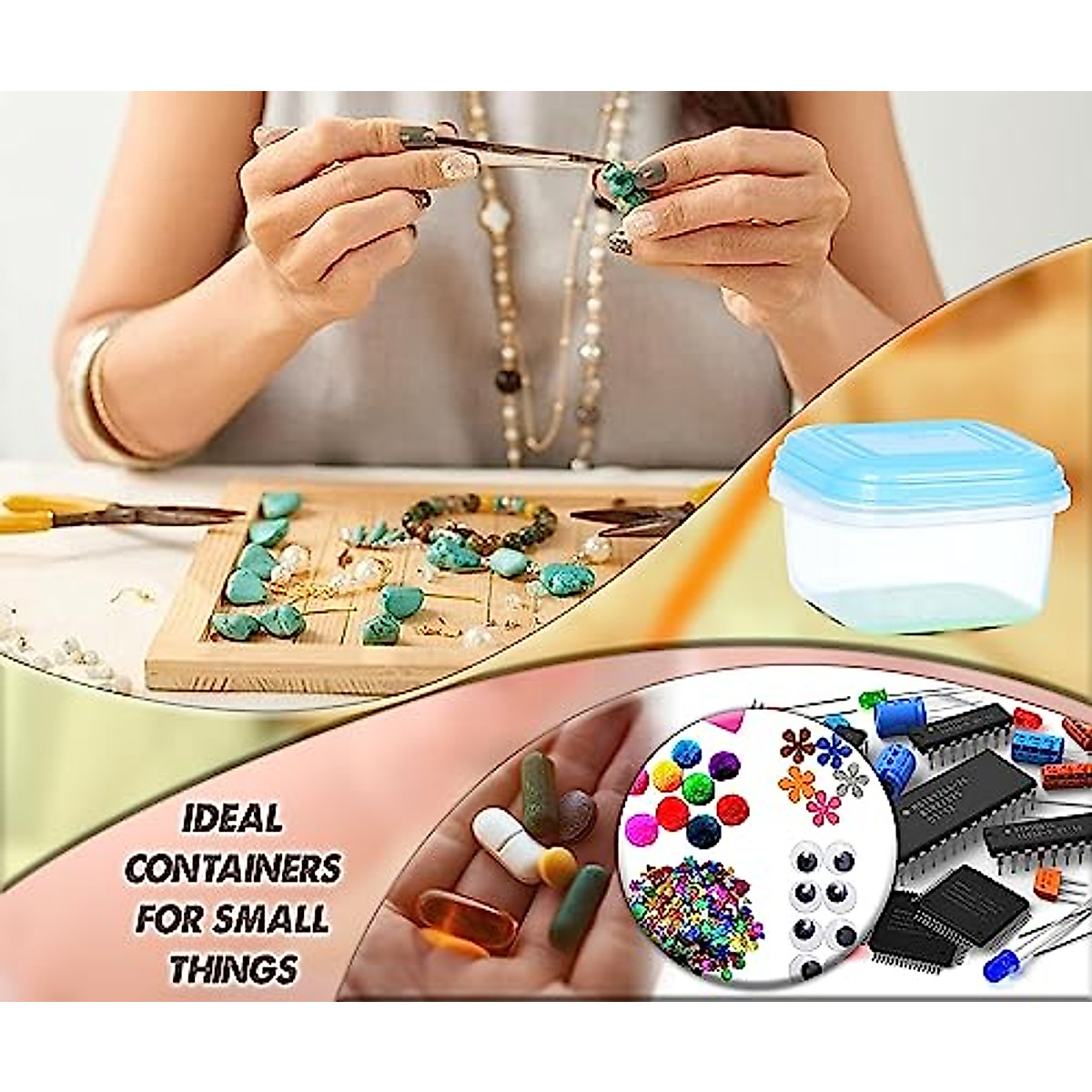 ARSUK 4 oz Small Containers with lids Clear Jars, Freezer Storage Plastic Containers for Travel, Kitchen Food Storage, Soups, Snacks, Candy, Screw, Arts and Crafts, Condiment, Reusable BPA-Free