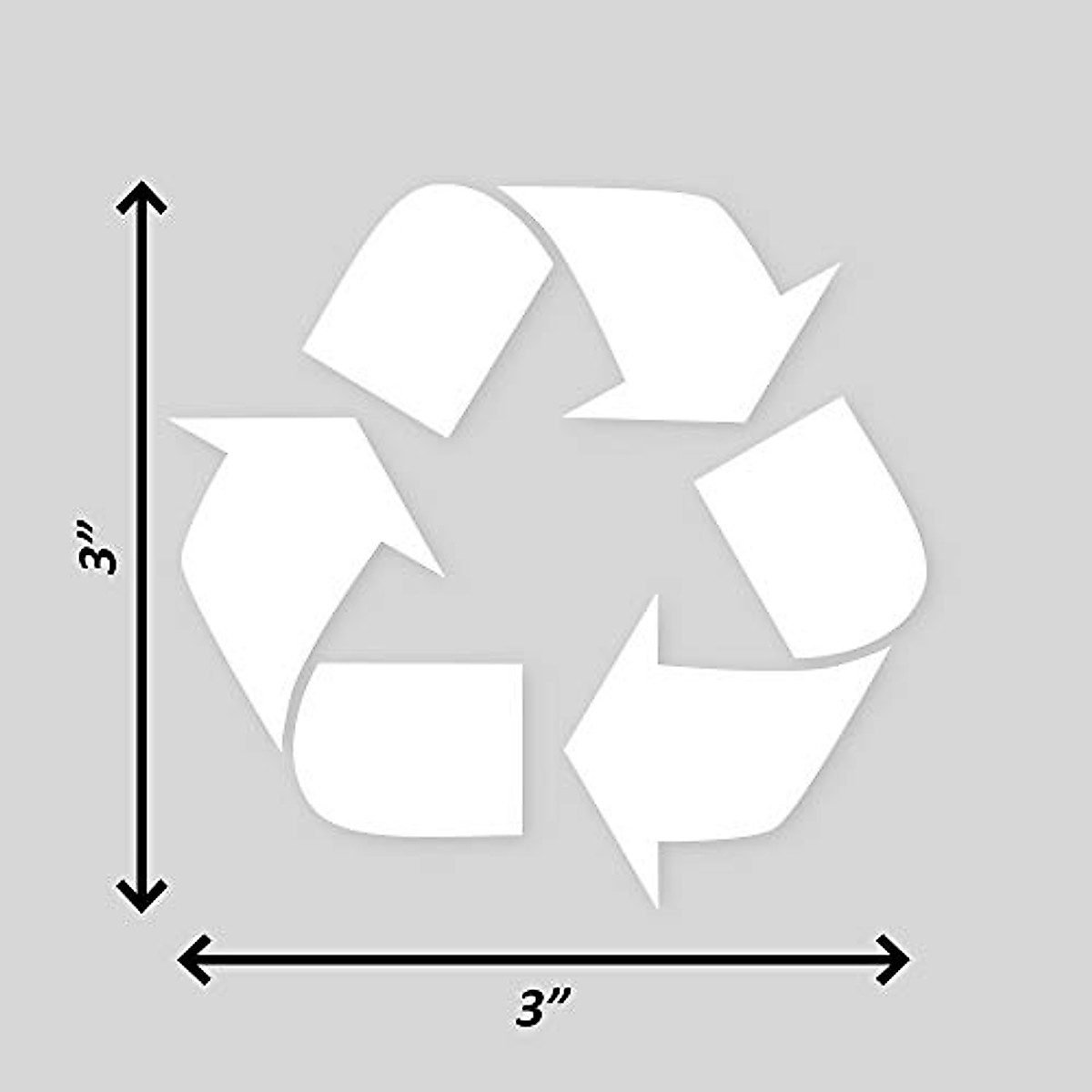 Ignixia (2 Pack) Recycle Sticker for Trash Can to Organize Garbage containers, Recycle Sign Decal Plotter Cut Vinyl Recycle Symbol (White, 3 X 3 Inches)